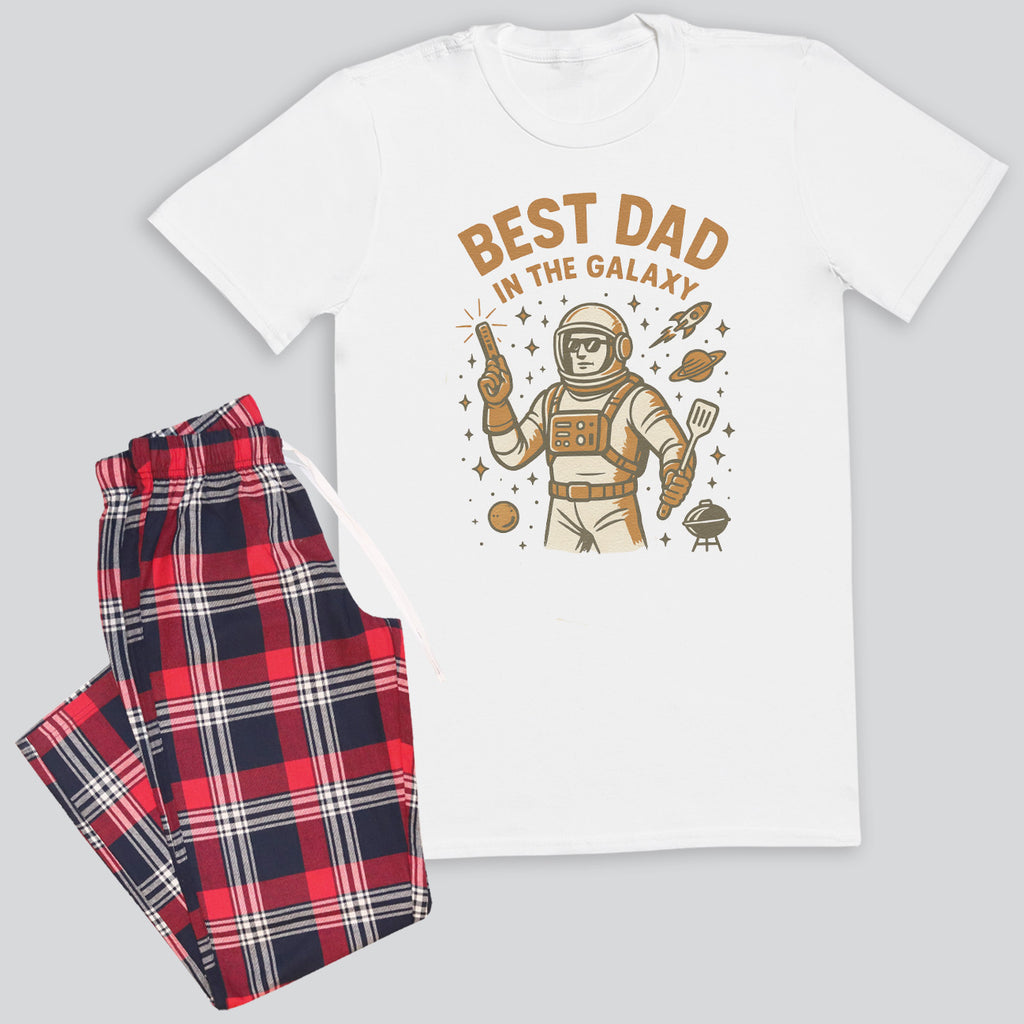 Best Dad In The Galaxy - Pyjamas - Top & Tartan PJ Bottoms - Dad Pyjam ...