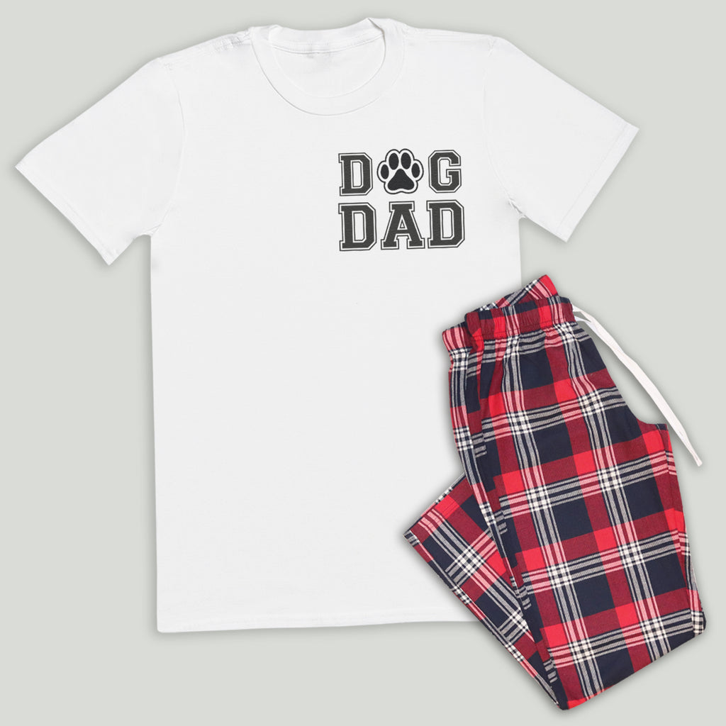Dog Dad Paw Chest Print - Pyjamas - Top & Tartan PJ Bottoms - Dad Pyja ...