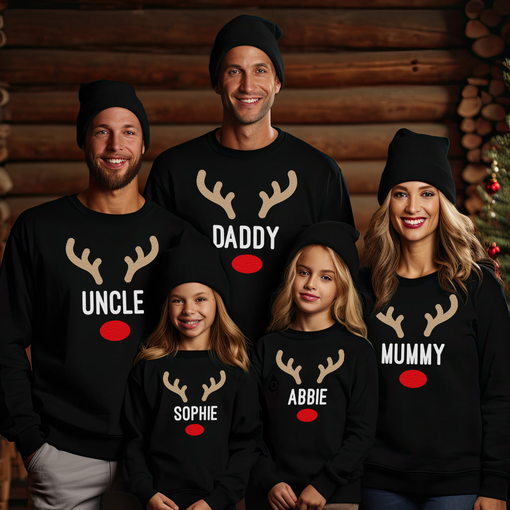 PERSONALISED Reindeer Names - Christmas Jumper Sweatshirt - All Sizes ...