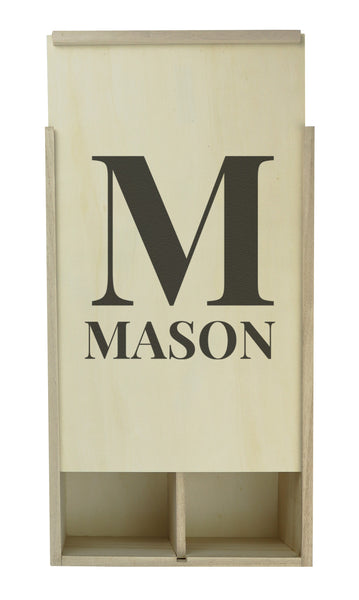 PERSONALISED Letter - Name - Gift Bottle Presentation Box for Two Bott ...